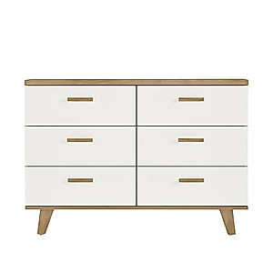 Goujxcy Modern Wood 6 Drawer Dresser Bedroom Storage Drawer Organizer Closet Hallway Storage Cabinet with 6 Drawers, Wood Dresser Chest Accent Cabinet for Living Room Bedroom (6 Drawers, Lateral)