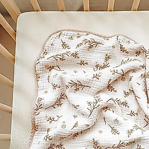 Toddler Blankets for Girls, Reversible Blanket 100% Cotton(Muslin) Baby Bed Blankets Super Soft Crib Blanket for Baby Infant Toddler 44"x47" (Pink Floral)