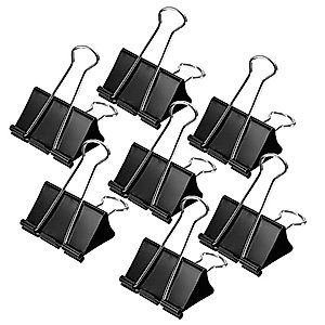 Amazon Basics Binder Paper Clips, Medium Clip (Small Box), 24 Count, 2 Pack of 12, Black