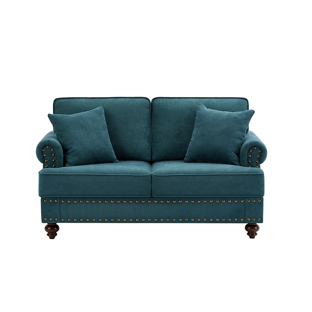 Mid Century Modern Sofa Set, 22" Extra Deep Seat juegos de muebles de sala Comfy Chenille Upholstered Living Room Furniture Sets with Rolled Arms Nailhead Trim (Lake Green, 2 Pieces A)