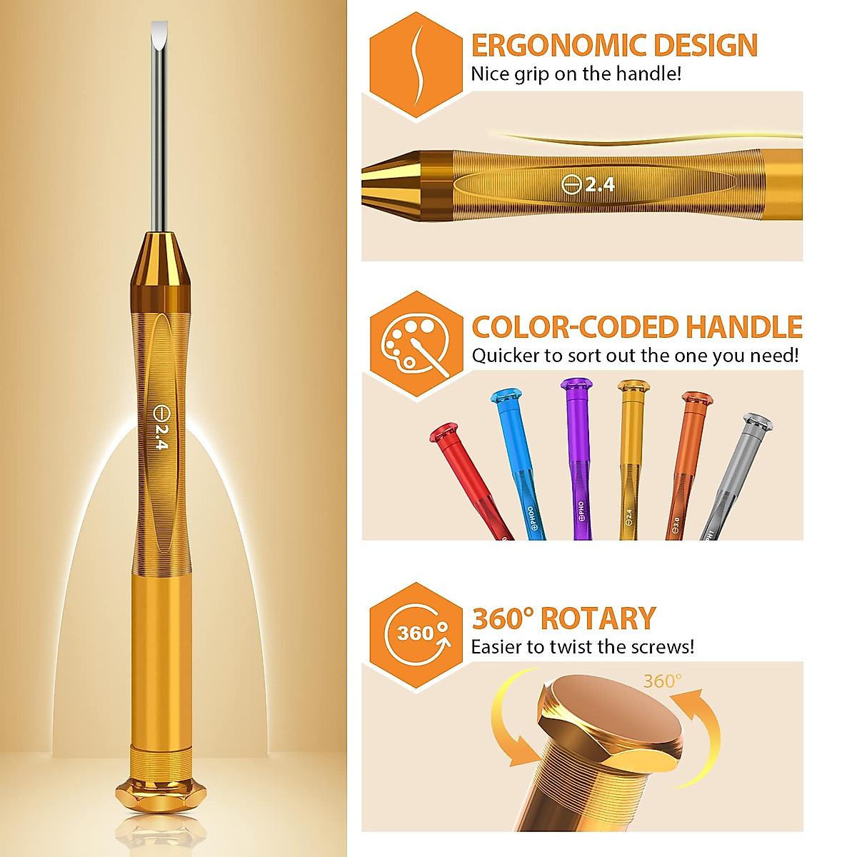 6PC Magnetic Small Screwdriver Set - Flathead and Phillips Micro Head Mini Screwdriver Set Precision CRV Eyeglasses Watches Electronics Computer Repair Kit Cool Gadgets Tool Gifts for Men