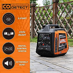 GENMAX Portable Inverter Generator, 4000W ultra-quiet 145cc gas engine,with Parallel and Series Capability, Electric Start, Ideal for Camping outdoor & Home backup power.EPA &CARB Compliant