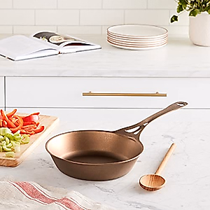 AUS-ION Deep Skillet with Satin Finish 100% Made in Sydney, 3mm Australian Iron, Commercial Grade Cookware, 9-Inch, Golden