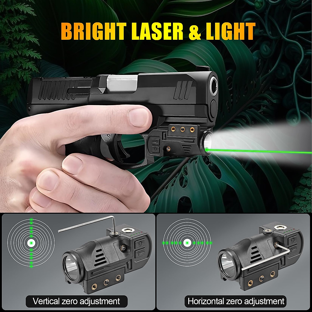 Lasercross CL105 New Magnetic Charging Internal Green Laser Sight & Picatinny Flashlight Laser Combo with Rechargeable Battery Inside,Tactical Gun Light Laser Used for Most of Handguns and Rifles