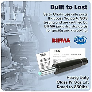 Serta Ashland Ergonomic Home Office Chair with Memory Foam Cushioning Chrome-Finished Stainless Steel Base, 360-Degree Mobility, Fabric, Grey