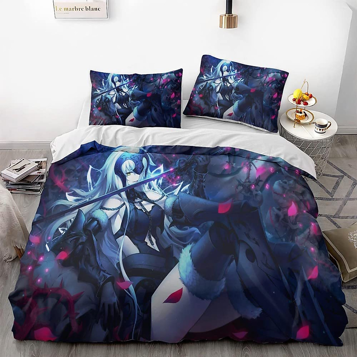 AKARDO Fate Grail War Anime Duvet Cover Soft 3D Printed Bedding Set with Comforter Cover 3 Piece Set Includes 2 Pillowcases and 1 Duvet Cover Machine Washable (12,Twin (68"x86"))