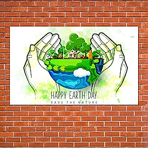 Happy Earth Day Photo Backdrop Save The Nature Banner April 22 Environmental Protection Earth Day Party Deocrations and Supplies for Home Classroom Office