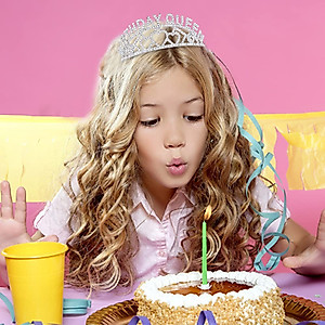 AOPRIE Birthday Tiara for Women Silver Birthday Queen Sash & Headband Happy Birthday Tiara and Crown for Women Rhinestone Crystal Decor