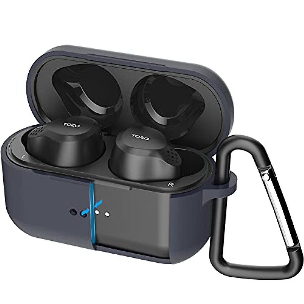 TOZO NC7 Hybrid Active Noise Cancelling Wireless Earbuds Black & TOZO NC7 Protective Silicone Case Blue