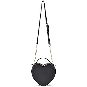 lola mae Heart Shape Satchel Crossbody Purse for women Zip Around Shoulder Bag (Black-759)