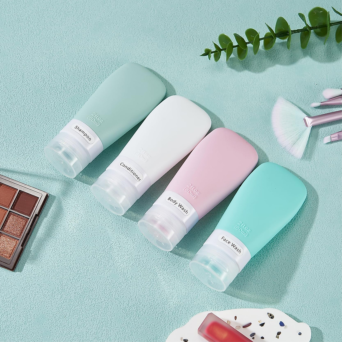 INSFIT Travel Bottles for Toiletries, TSA Approved 2oz Travel Size Bottles Leak Proof Travel Containers for Toiletries, Refillable Travel Accessories for Shampoo Body Wash Liquids 4 Pack