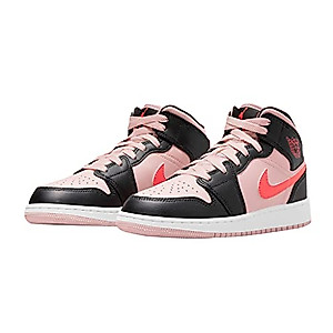Nike mens Air Jordan 1 Mid GS Shoes, Atmosphere/Infrared 23 Black, 6 Big Kid