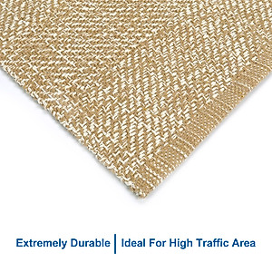 LEEVAN Washable Area Rug 4x6, Hand-Woven Cotton Living Room Rug, Tan/Cream Braided Bedroom Rug, Farmhouse Indoor/Outdoor Floor Carpet for Patio, Nursery, Office, Playroom, Dining Room