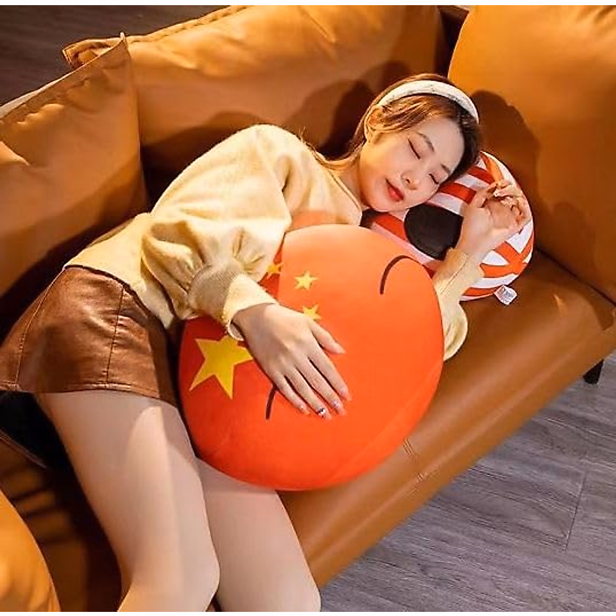 Hgplvxj 11.8Inch Country Ball Plush Toy, Polandball Stuffed Plush Pillow Birthday Xmas Gift for Kids (America)