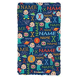 CoComelon Personalized Fuzzy Blanket with Custom Initial and Name Printed | Soft Blanket for Kids Bedroom or Play Area | 33.5" x 55.5" | Official Licensed Product