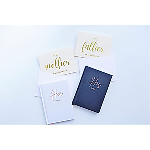 Wedding Vow Books His and Hers- Vow Books, Set with Wedding Cards for Parents, Vow Books for Wedding, Hardcover Rose Gold Foil & Gilded Edges, 13.97 X10.16 CM 40 Pages, 2 pcs Navy Blue White