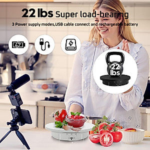 JAYEGT 3 in1 Motorized Rotating Display Stand with 5.74/7.08/8.66 inch Replacement Cover，Max 22lbs Load，360 Electronic Turntable for Photography Products (3 in1 / Black/with Remote Controller)