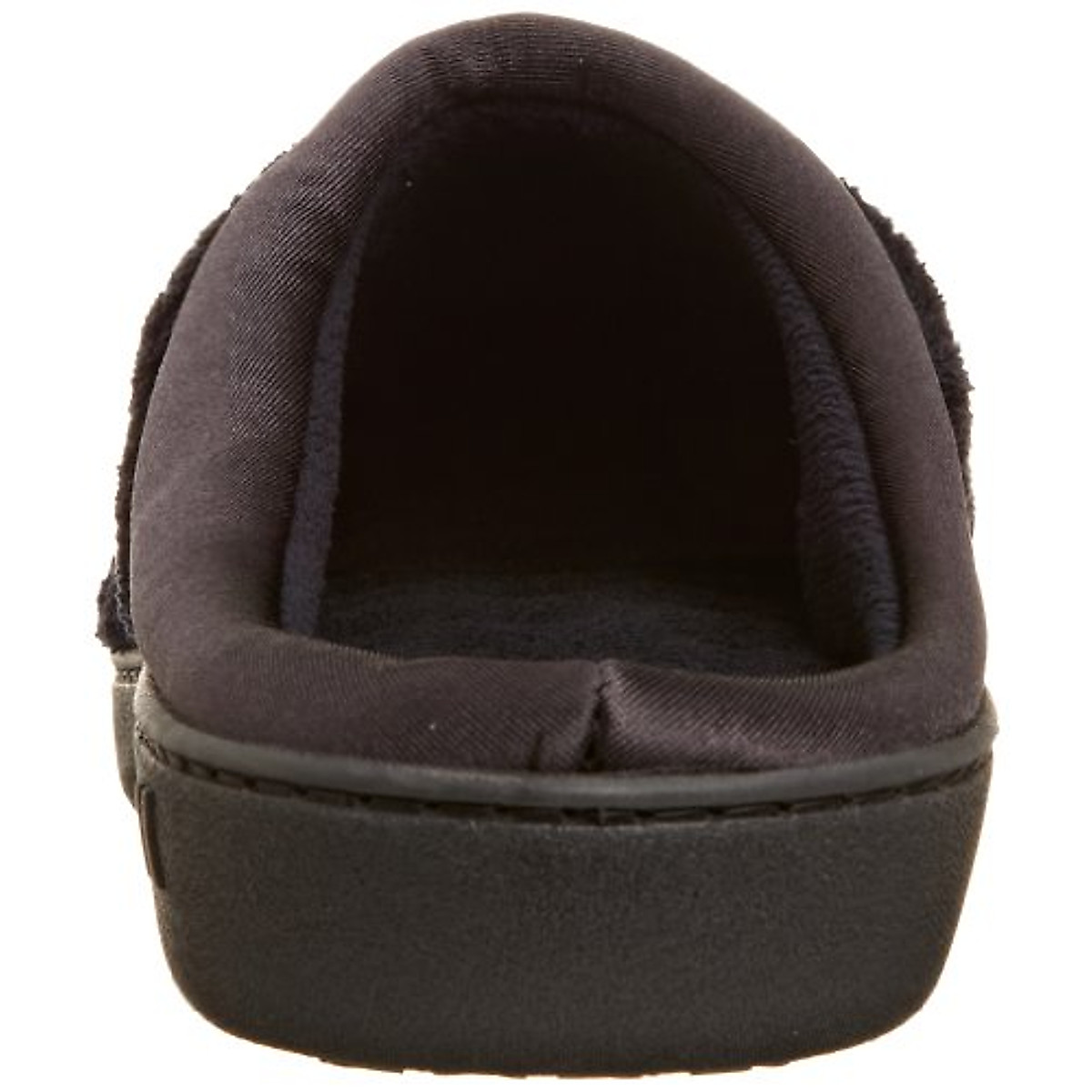 isotoner Women's Microterry PillowStep Satin Cuff Clog Slippers, Black, 7.5-8 B(M) US