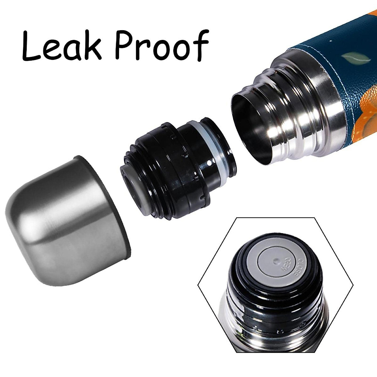 Stainless Steel Leather Vacuum Insulated Mug Flower Thermos Water Bottle for Hot and Cold Drinks Kids Adults 16 Oz