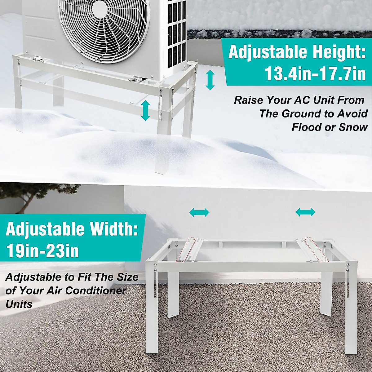 Mini Split Stand, Heavy Duty Mini Split Ground Stand For Ductless, Mini Split Condenser Stand, Mini Split Ground Mount Stand For 9,000-24,000 BTU, Support Up To 400 lbs Mini Split Mounting Stand