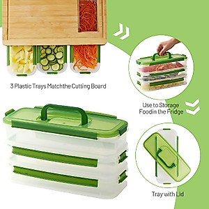 COMELLOW Bamboo Cutting Board with Containers - Large Wood Cutting Board with Stackable Containers and Locking Lid - Chopping Board with Built-in Graters - House Warming Kitchen Gifts New Home