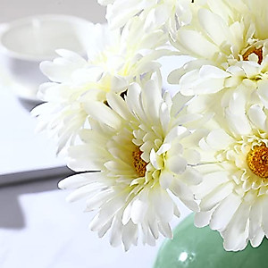 TOPIA Artificial African Daisies Flowers African Daisy Silk Flowers Artificial Gerbera Daisies Pack of 10 (White)