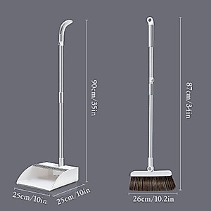 WMGoods Short Broom and Dustpan Set, 180 Degree Rotating Broom Set Indoor, Household Broom and Dustpan Set, 34” Broom and Stand Up Dustpan with Comb Teeth Combo Set for Boys or Girls