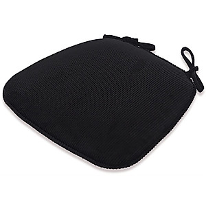 1/2/4 Packs Dining Chair Cushion,Non-Slip Corduroy Chair Cushion with Laces,Soft Thickened Comfortable Seat Cushion for Dining Room Kitchen Office Home (Color: Black,Size: Set of 1)