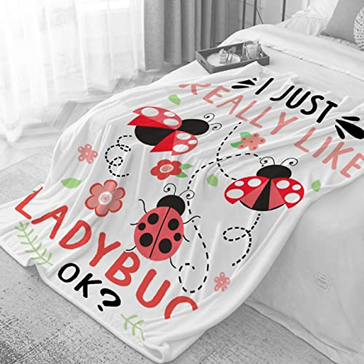 Ladybug Blanket Gifts for Women - Really Like Ladybugs Flannel Fleece Blanket- Red Ladybug Throw Blanket Super Soft Warm Cozy Bed Couch or Car Animal Lover Gifts to Kids Women 40"x30" for Pets