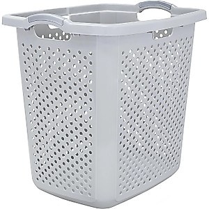 YLMZA Plastic Laundry Basket 2.5 Bushel, Soft Silver Can Laundry Hamper Baskets for Organizing Laundry Basket Laundry Organizer