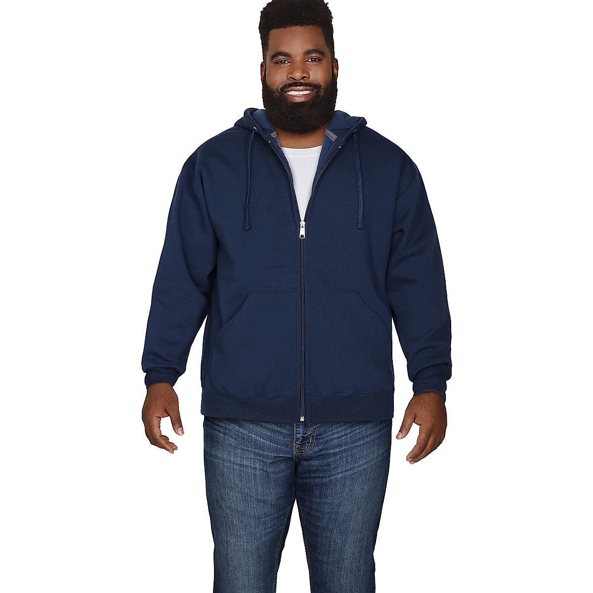 Fruit of the Loom Eversoft Fleece Hoodies, Pullover, Moisture Wicking & Breathable, Sizes S-4x, Navy Full Zip, Medium