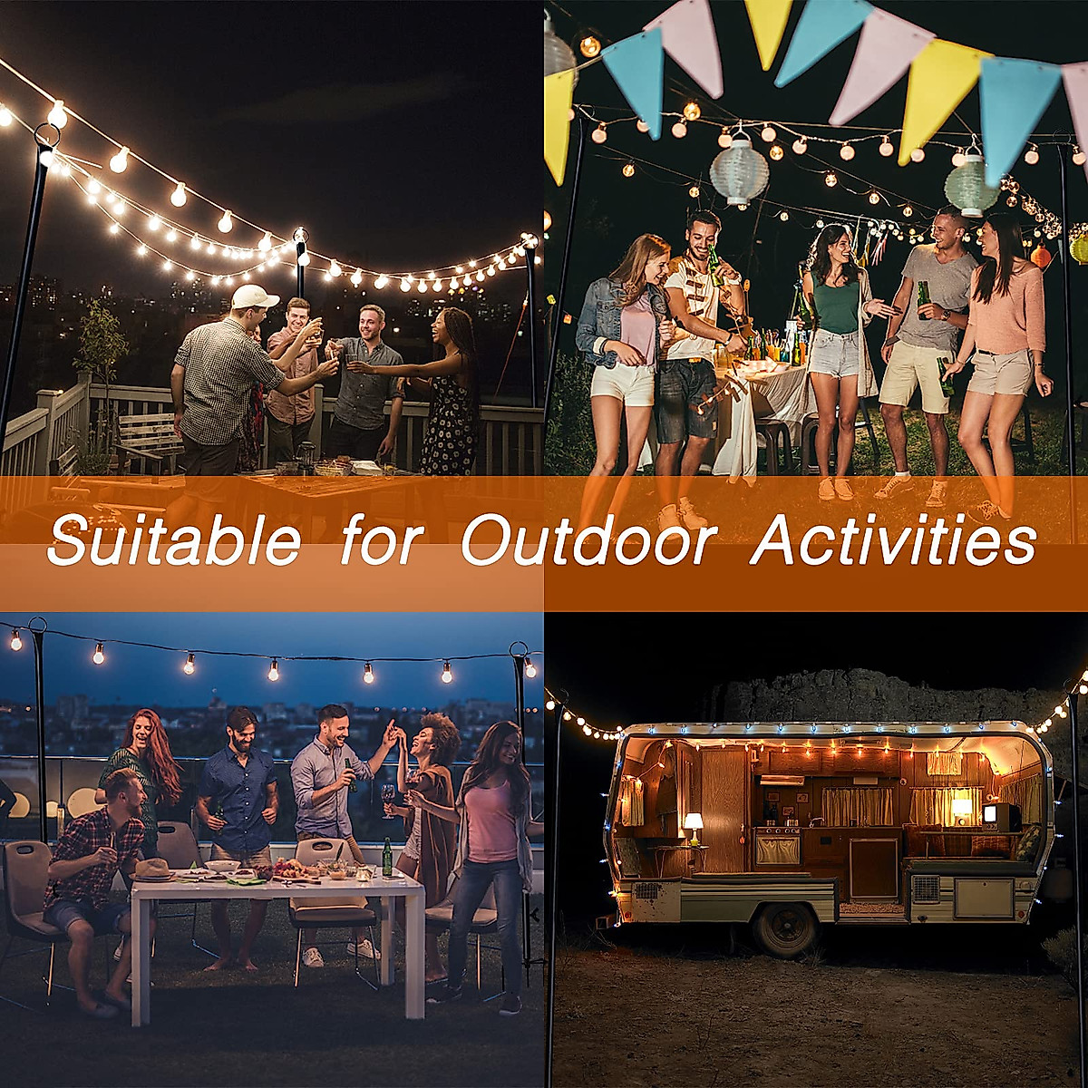 TIDYON String Light Poles for Outdoor, 9ft Sturdy Metal Pole for Hanging String Lights for Outside, Backyard, Patio, Wedding