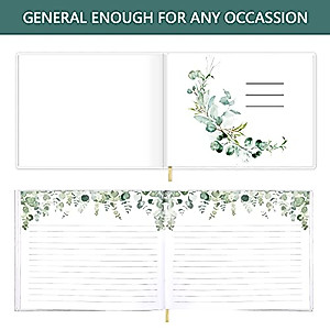 Wedding Guest Book, Includes 2 Markers Pen, 120 Lined Pages Guest Sign-in Book, White Cover with Gold Foil Design, Gold Gilded Edges, 9x7 Inches Hardbound, Gold Ribbon, Guest Book Wedding Reception