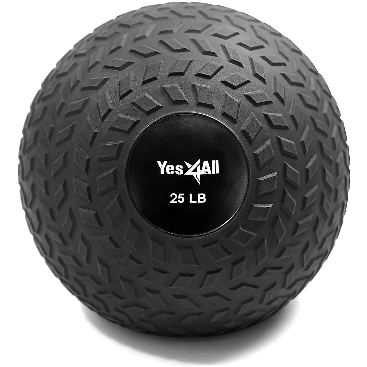 Yes4All 25 lbs Slam Ball for Strength, Power Workout - Fitness Exercise Ball with Grip Tread & Durable Rubber Shell (25 Lbs, Black)