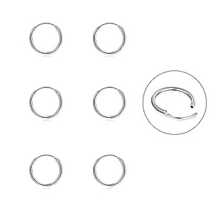 EPIRORA Silver Hoop Earrings- Cartilage Endless Small Hoop Earrings Set for Women Men, 3 Pairs of Hypoallergenic 925 Sterling Silver Tragus Earrings Nose Lip Rings (3 Pairs(8mm*3))
