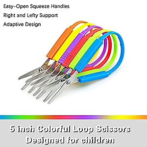 3-Pack Mini Loop Scissors Muitiple Colors Easy-Opening Squeeze Handles Grip Scissors Self-Opening Adaptive Design for Special Needs LDW06211 Blue