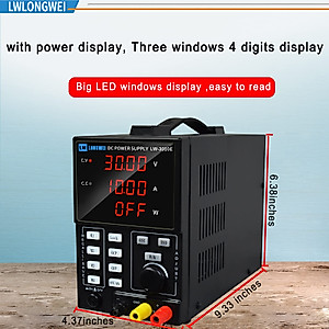 LWLONGWEI DC Power Supply Variable, Programmal Control 30V 10A Adjustable Switching Regulated DC Bench Power Supply with 4-Digits LED Power Display 5V/2A USB Output, (4sets 30V 10A)