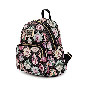 Loungefly Disney Villains Pastel Flames All Over Print Womens Double Strap Shoulder Bag Purse