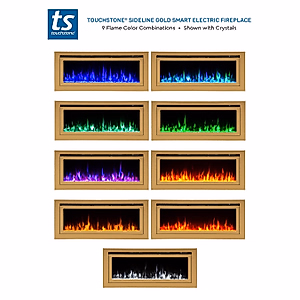 Touchstone Fireplace and TV Mount Bundle - Sideline Deluxe™ 50 Inch Wide Gold Smart Electric Fireplace and Low Profile TV Wall Mount Bracket