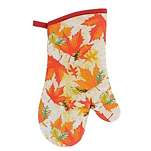 Combined Fall Kitchen Pot Holder and Mitt - Autumn Oven Mitt and Pot Holder Set - Maple Leaves -3 Items