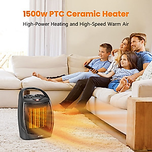 andily Compact Portable Ceramic Space Heater with Adjustable Comfort control Thermostat, 3 settings, Easy handle, Great for use in Home, Dorm, Office Desktop, and Kitchen, ETL for Safe (Black)