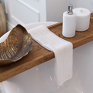 KUMA Soft Exfoliating Washcloth & Towel: Wash & Scrub Your Body - Cloth for Bath & Shower - Japanese Design & Made - Organic & Sustainable [Double Pack: Natural White]