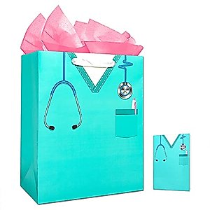 WHATSIGN Nurse Graduation Gifts Bag,Nurse Doctor Graduation Gift Bag,13" Large Gift Bag with Tissue Paper and Card for Nurse Doctor Medical School Graduate,Occupational Therapist,Nurses Party Supplies