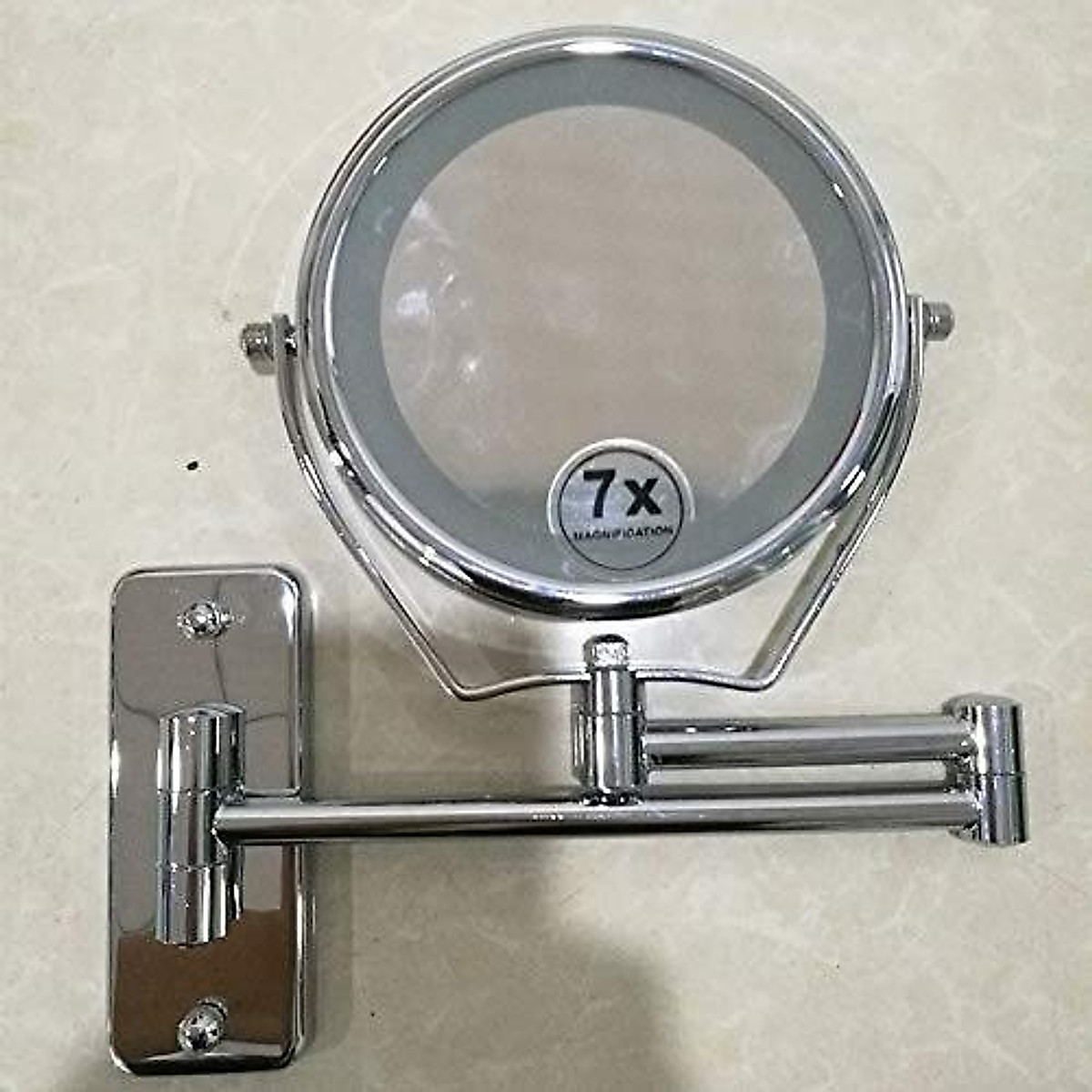 KXA Bathroom Vanity Mirrors Illuminated Makeup Mirror Wall Mounted Makeup Mirror 7X Magnification 8'' Two-Sided Swivel Extendable Bathroom Mirror Shaving Mirrors Nickel Finish Makeup Mirror