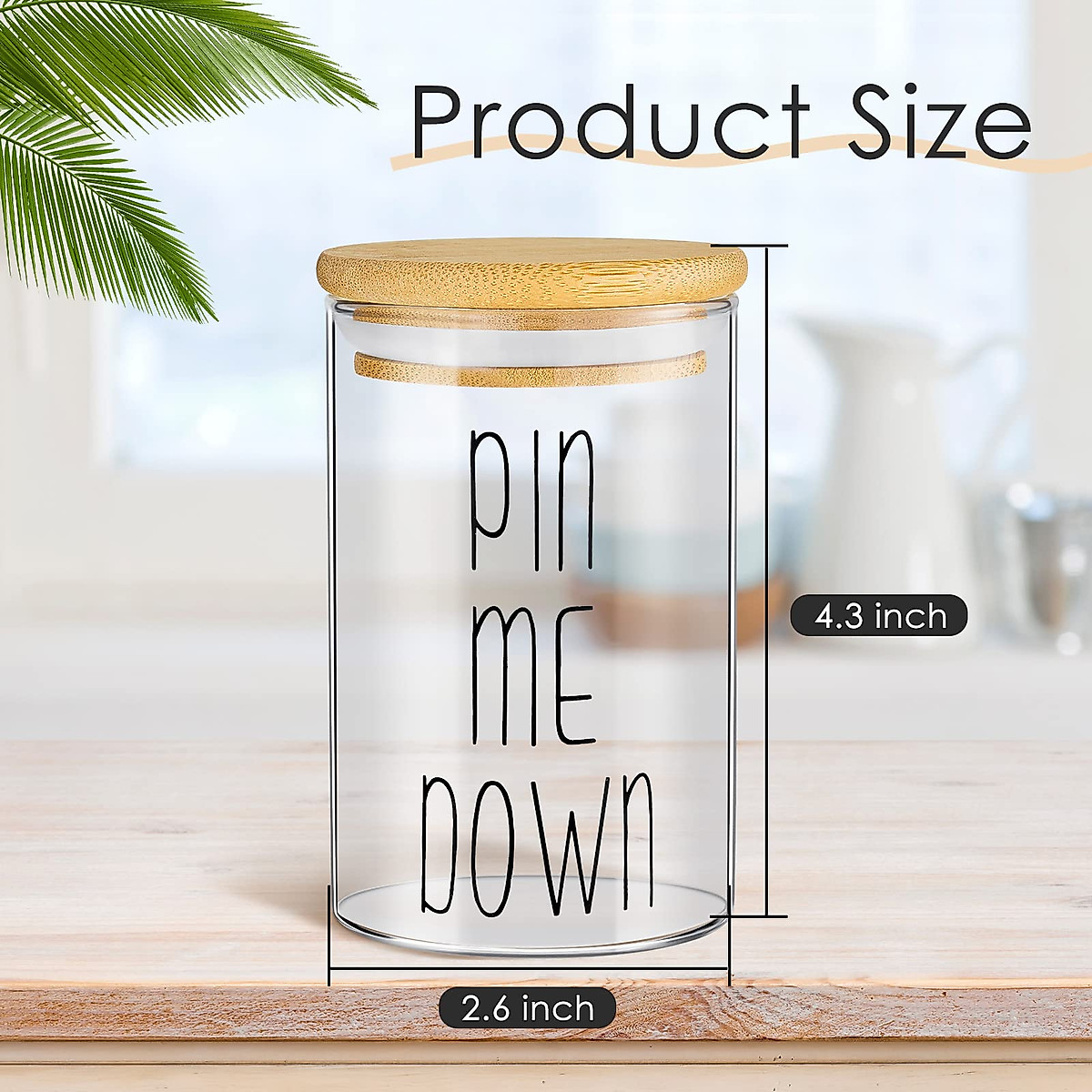 Tessco 8 Pcs Bathroom Jars with Lids Set 10Oz Apothecary Jars Glass Bathroom Jars with Bamboo Lid Cotton Ball Holder Funny Bathroom Canisters Bathroom Storage Decor for Floss Pick Makeup Organizer