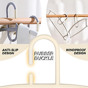 30 Pack Plastic Clothes Hangers with Rubber Buckle, Stackable No Shoulder Bump Heavy Duty Coat Hangers, Non-Slip Space Saving Dry Wet Closet Hangers for Suits, Jackets, Sweater (Beige)