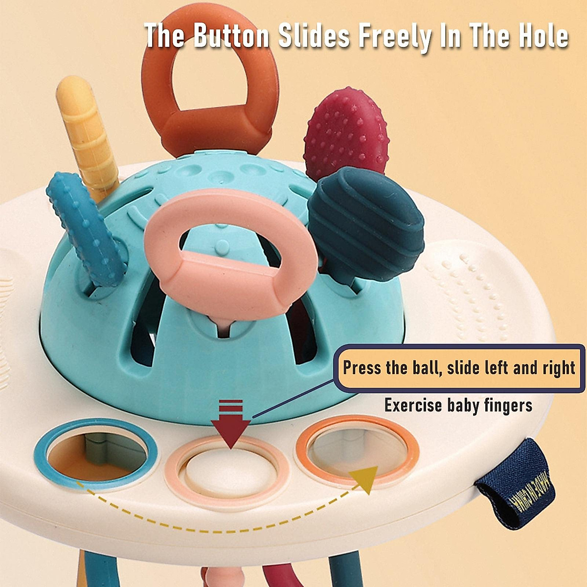 Baby Sensory Toys Montessori Pull String, Cartoon Kids Accordion Toy 18 Months+ Early Education Baby Boy Girls Toys for Infant Newborn Toddlers Sensory Play Exercise Hand Strength (UFO)