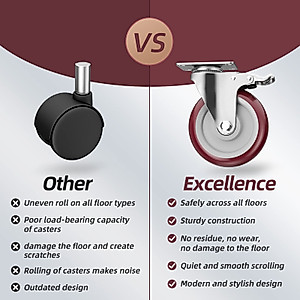 5 Inch Casters Set of 4 Heavy Duty - Caster Wheels, CLOATFET Locking Casters, Swivel Casters with Brake (Top Plate), Double Ball Bearing Non Marking Castor Wheels for Cart Furniture Workbench