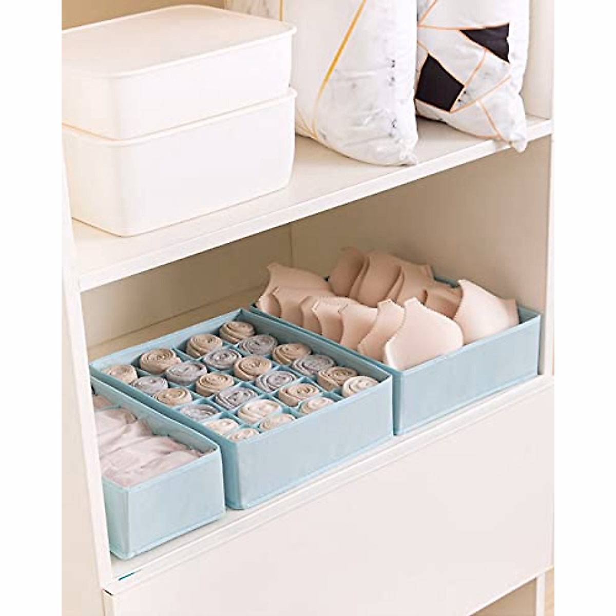 Xicennego Underwear Storage Box Set Drawer Divider, Underwear, Bra, Socks, Tie Storage Box-3 Sets（Pink