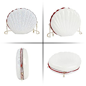 Felice Ann Women Mini Glitter Sequins Seashell Cross-body Bag Chain Strap Shoulder Bag Evening Clutch Handbag
